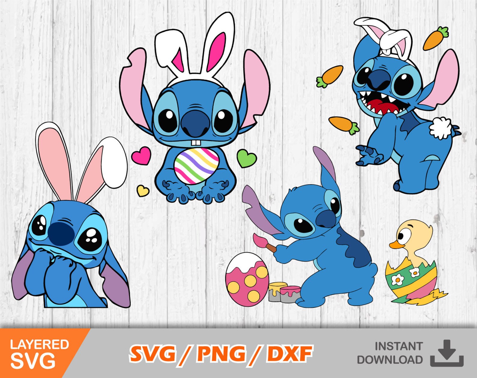 Stitch Easter Cliparts Easter SVG Cut Files for Cricut / - Etsy