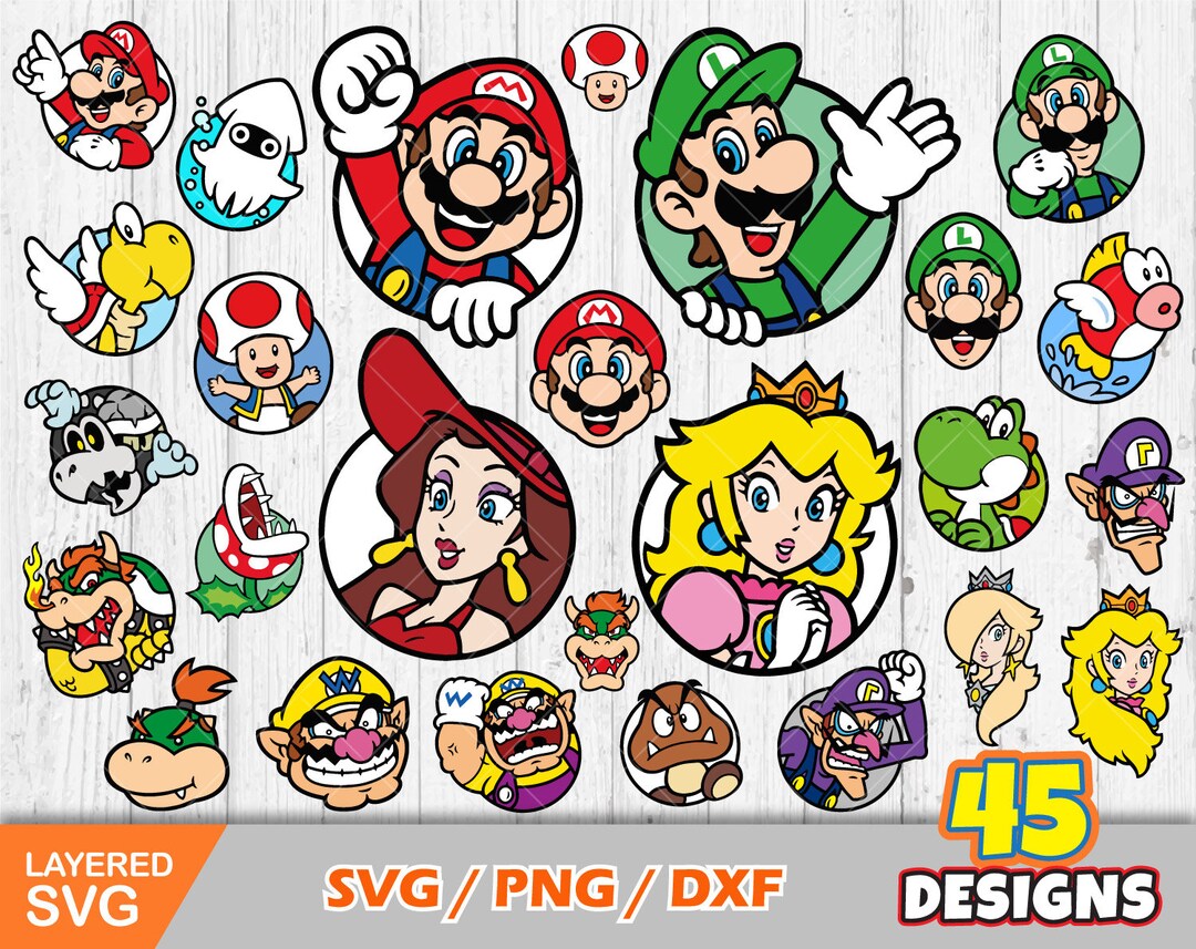 Mario Icons Clipart Set, Mario Svg Cut Files for Cricut / Silhouette ...