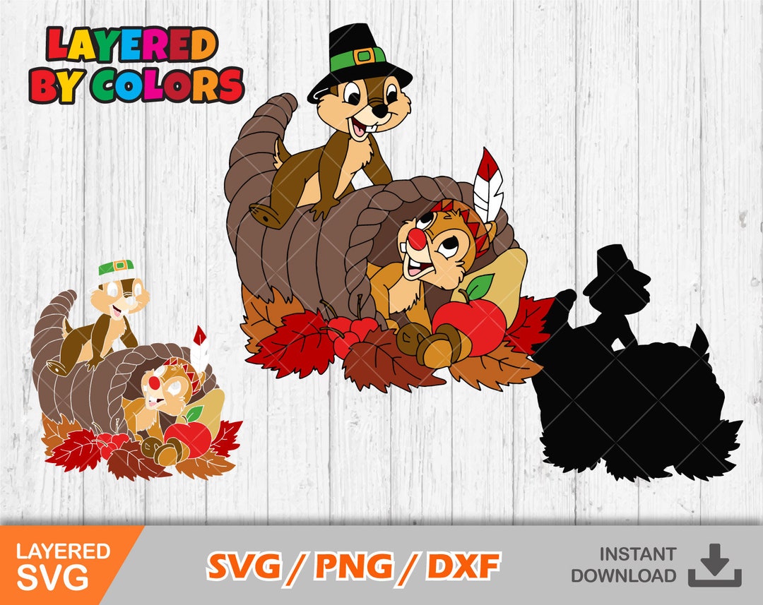 Chip and Dale Thanksgiving Clip Art, Chip 'n' Dale Thanksgiving Svg Cut ...