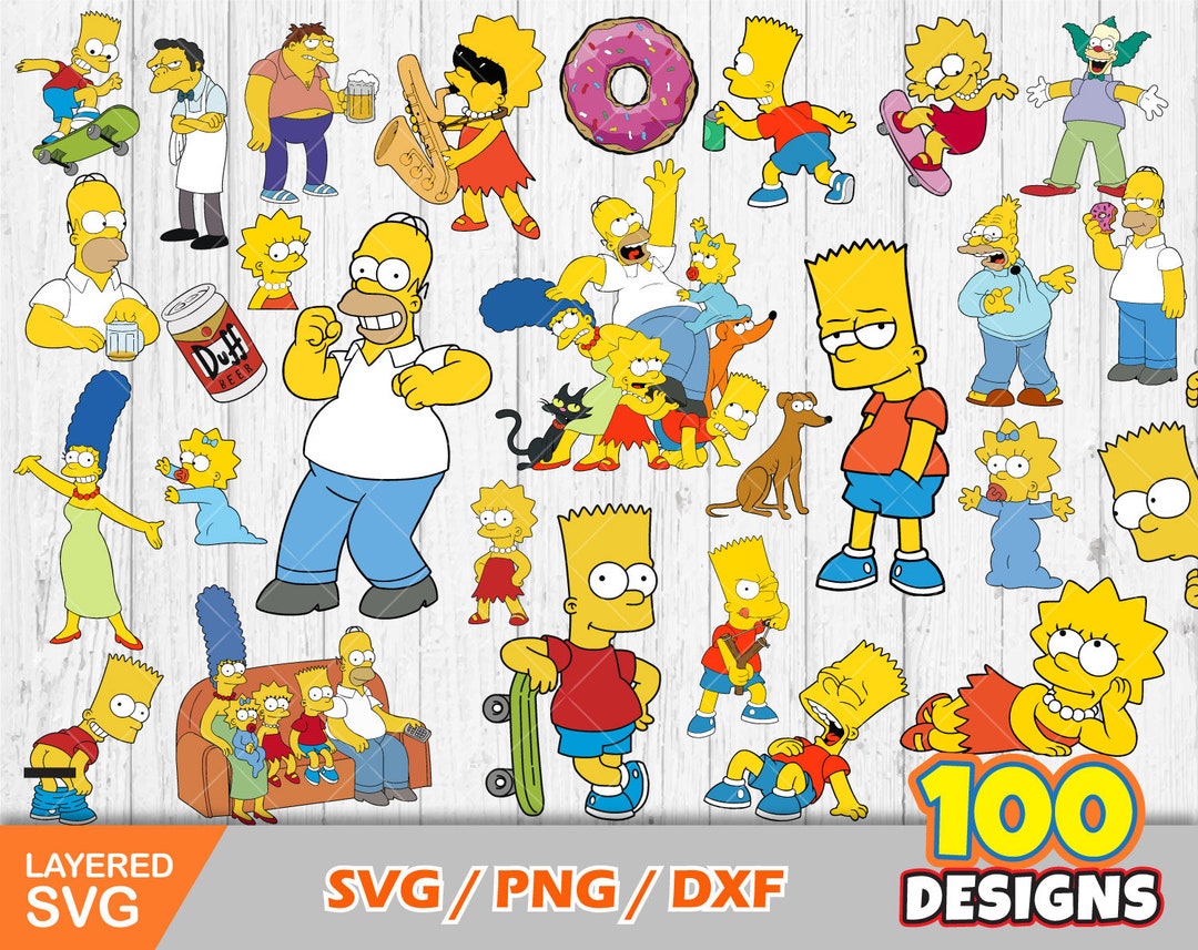 Simpsons Clip Art Bundle, Simpsons Svg Cut Files for Cricut ...