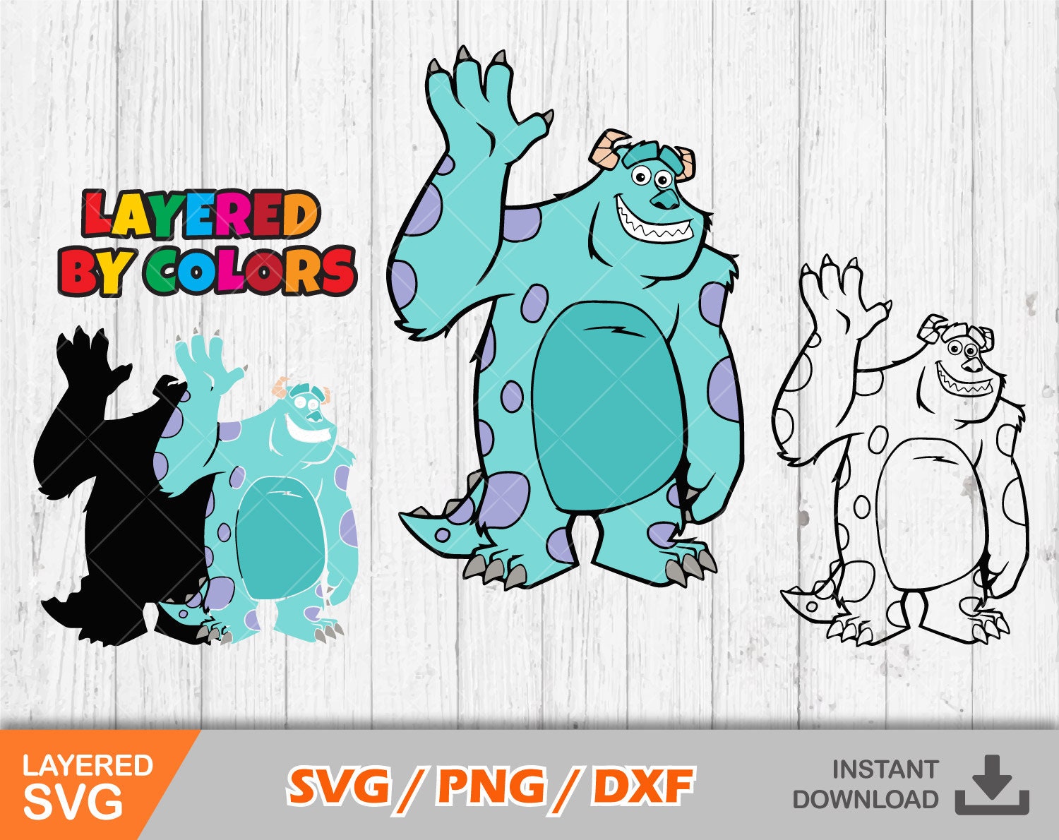 Monsters Inc Sully Clipart Monsters Inc Svg Archivos Cortados Etsy México