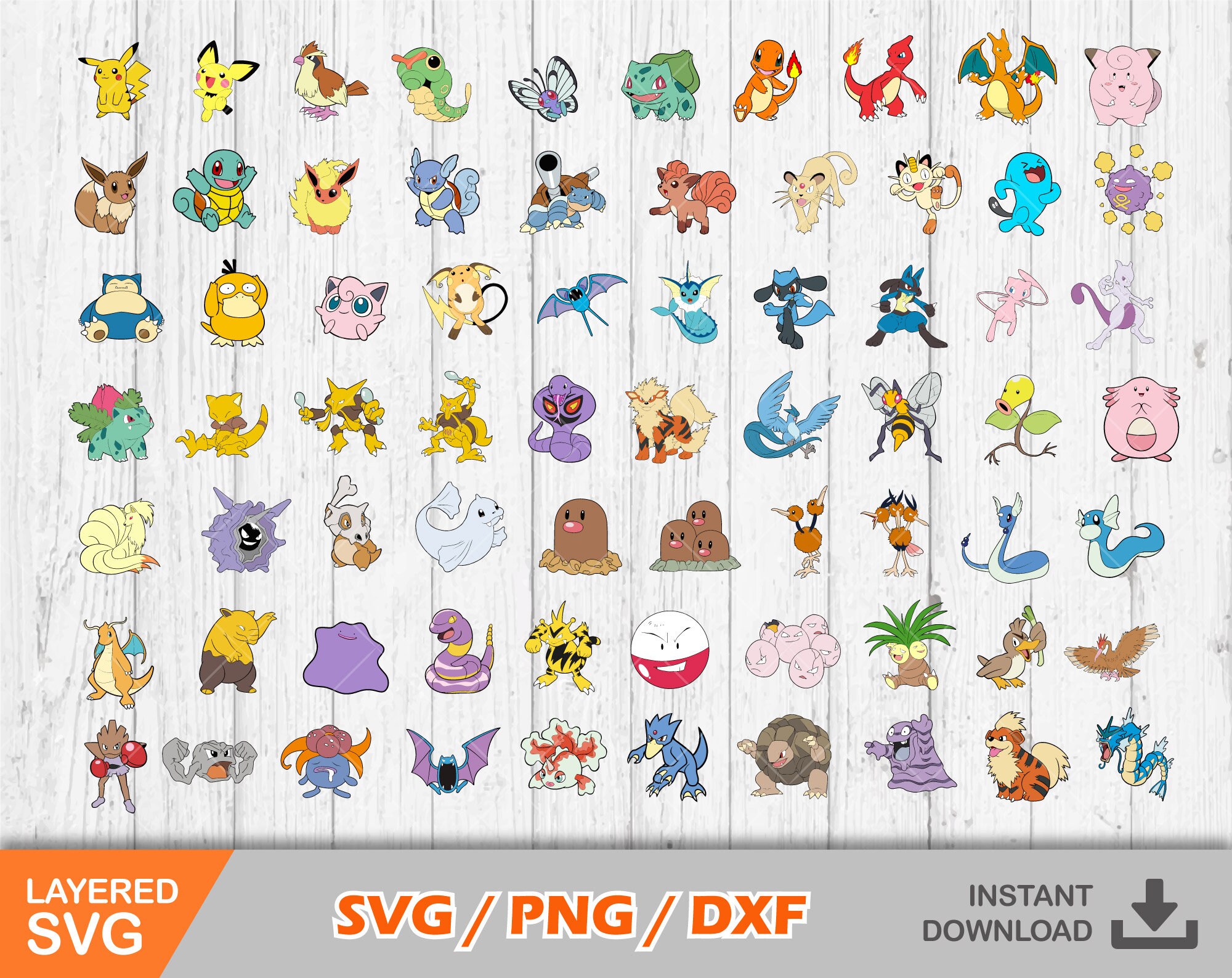 Pokemon 150 Cliparts Bundle Pokemon SVG Cut Files for Cricut - Etsy ...