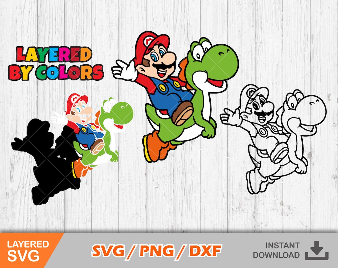 Mario Clipart, Mario und Yoshi svg Plotterdateien für Cricut ...