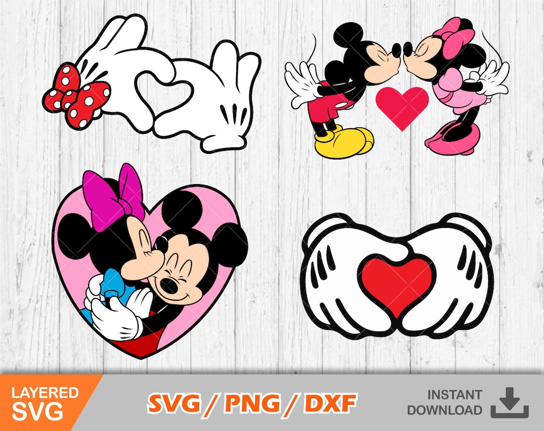 Mickey And Minnie Valentines Day Clipart Valentines Day Svg Cut Files
