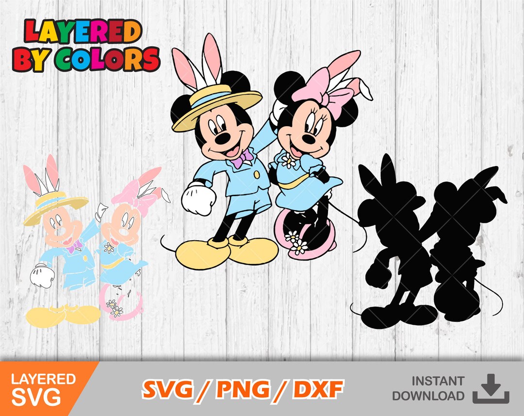 Mickey and Mini Mouse Easter Clipart, Easter Svg Cut Files for Cricut ...