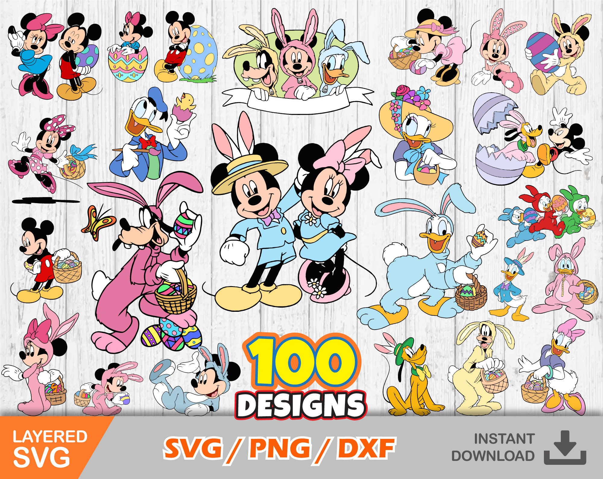 Mickey and Friends Easter Clipart Bundle Easter Svg Cut Files - Etsy UK