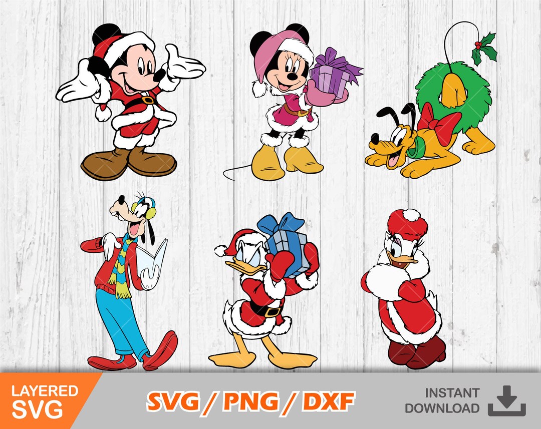 Mickey and Friends Christmas Clipart Set, Christmas Svg Cut Files for ...