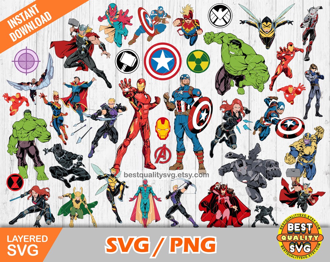 Avengers Clipart Bundle, Avengers Svg Cut Files for Cricut / Silhouette ...