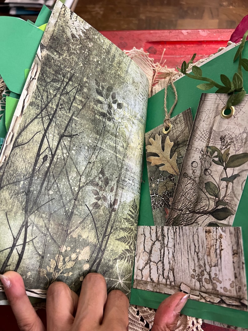 Nature Walk Junk Journal: Large Vintage Stuffed Openmouth Folkart Diary ...