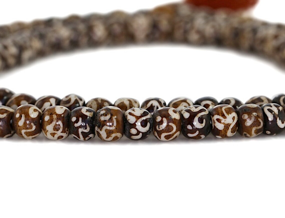 Buddhist Mala Beads - Individually Handpainted "om" Symbols on Yak Bone ...