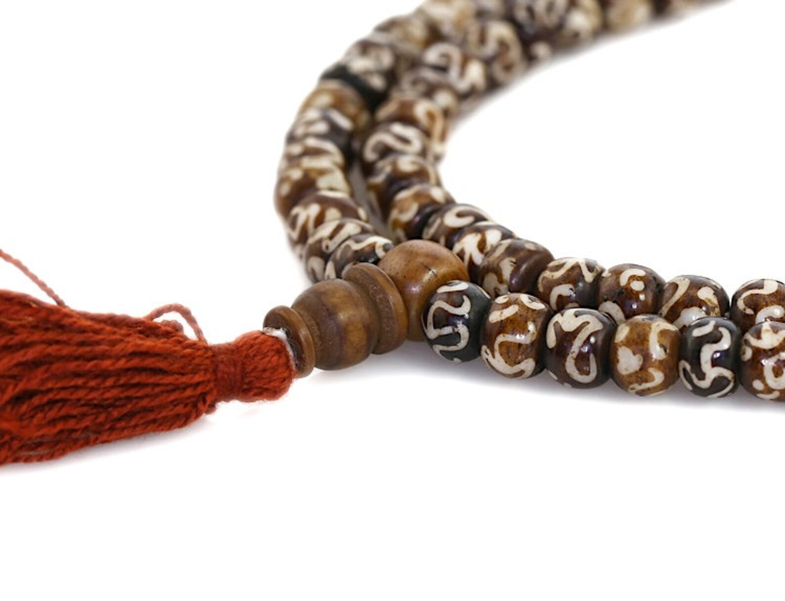 Buddhist Mala Beads - Individually Handpainted "om" Symbols on Yak Bone ...