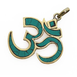 Buddhist OM Pendant - Mosaic Turquoise Set in Brass - Etsy
