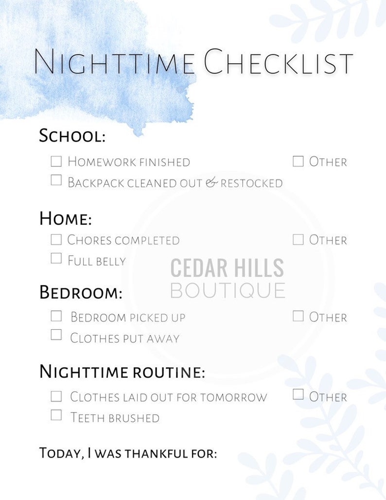 Chore Chart for Kids Printable Cleaning Checklist Routine - Etsy