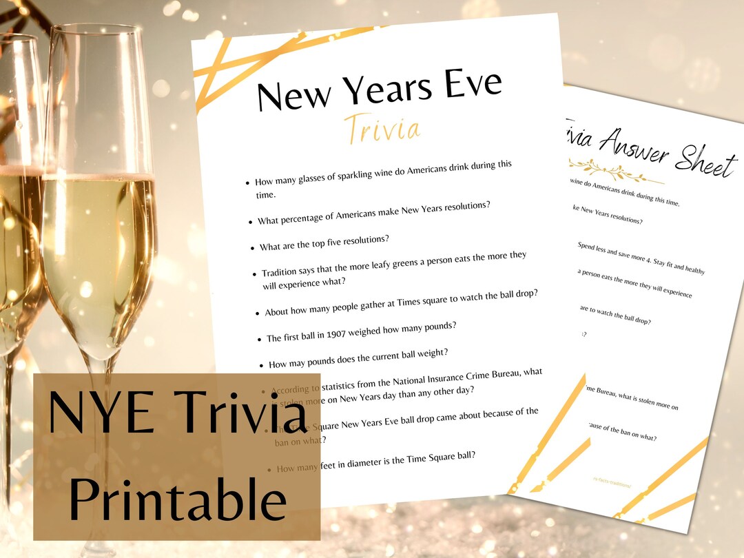 Adult Trivia Game Printable New Years Eve Printable Holiday - Etsy