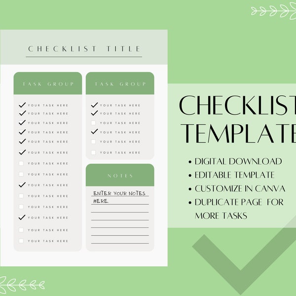 Checklist Template - Etsy
