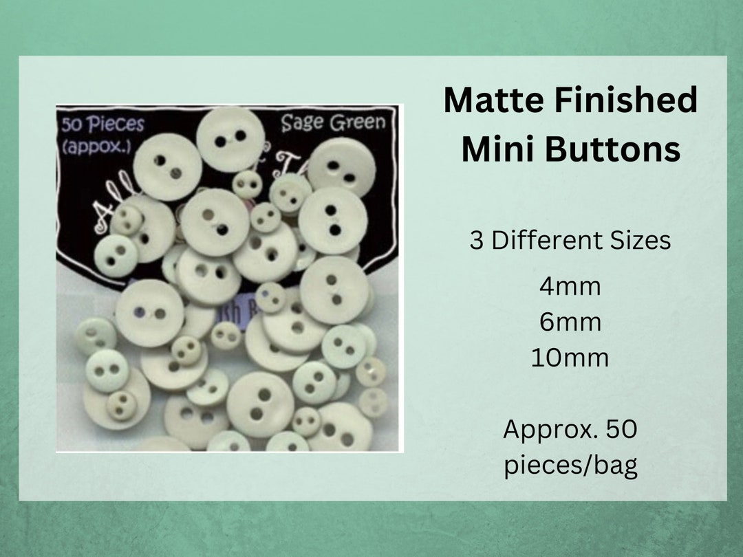 Green Mini Buttons, 50 Pieces, Mini Crafting Buttons, 4mm, 6mm, 10mm ...