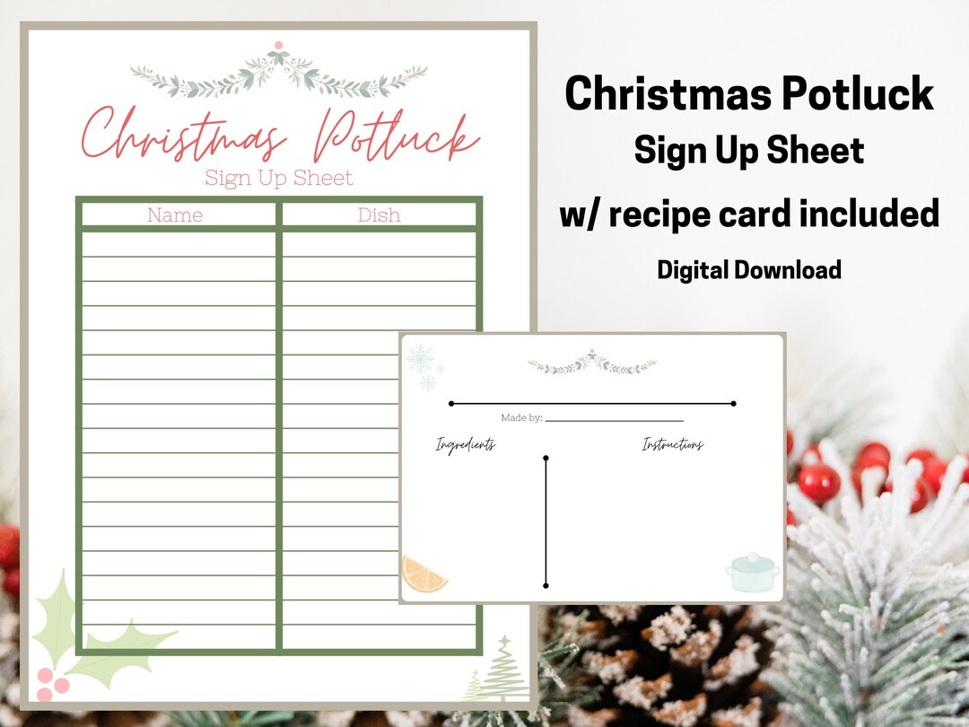 Recipe Cards Holiday Recipes Printable Recipe Cards Potluck - Etsy