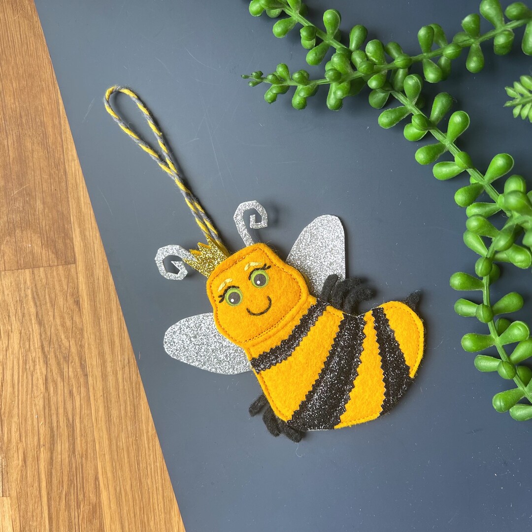 Felt Hanging Decoration Queen Bee Fabric Black and Yellow Glitter ...