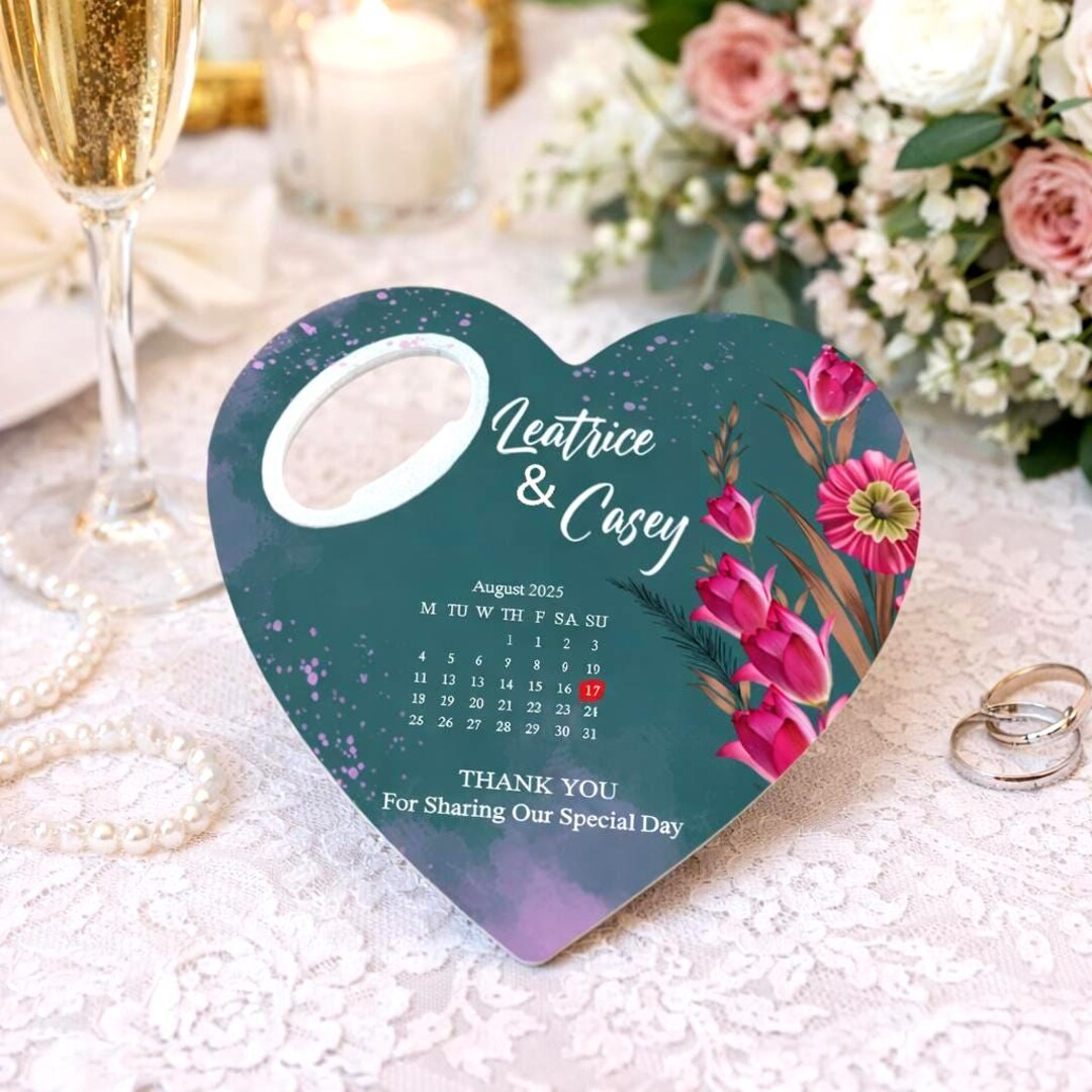 Custom Heart Bottle Opener Favor – Floral Garden Party Keepsake With ...