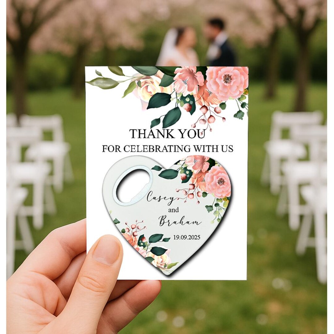 Bride & Groom Name Magnet – Personalized Wedding Floral Heart Favor - Etsy