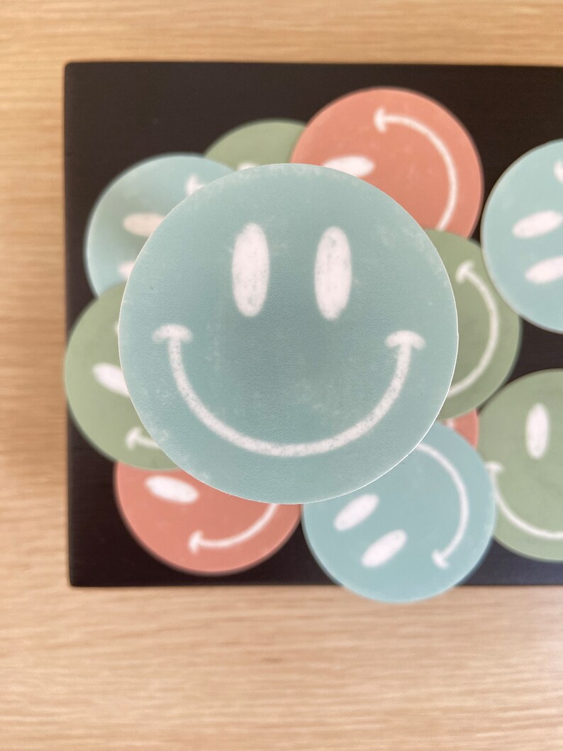 Smiley Face Sticker Blue Sticker Dishwasher Safe Sticker - Etsy