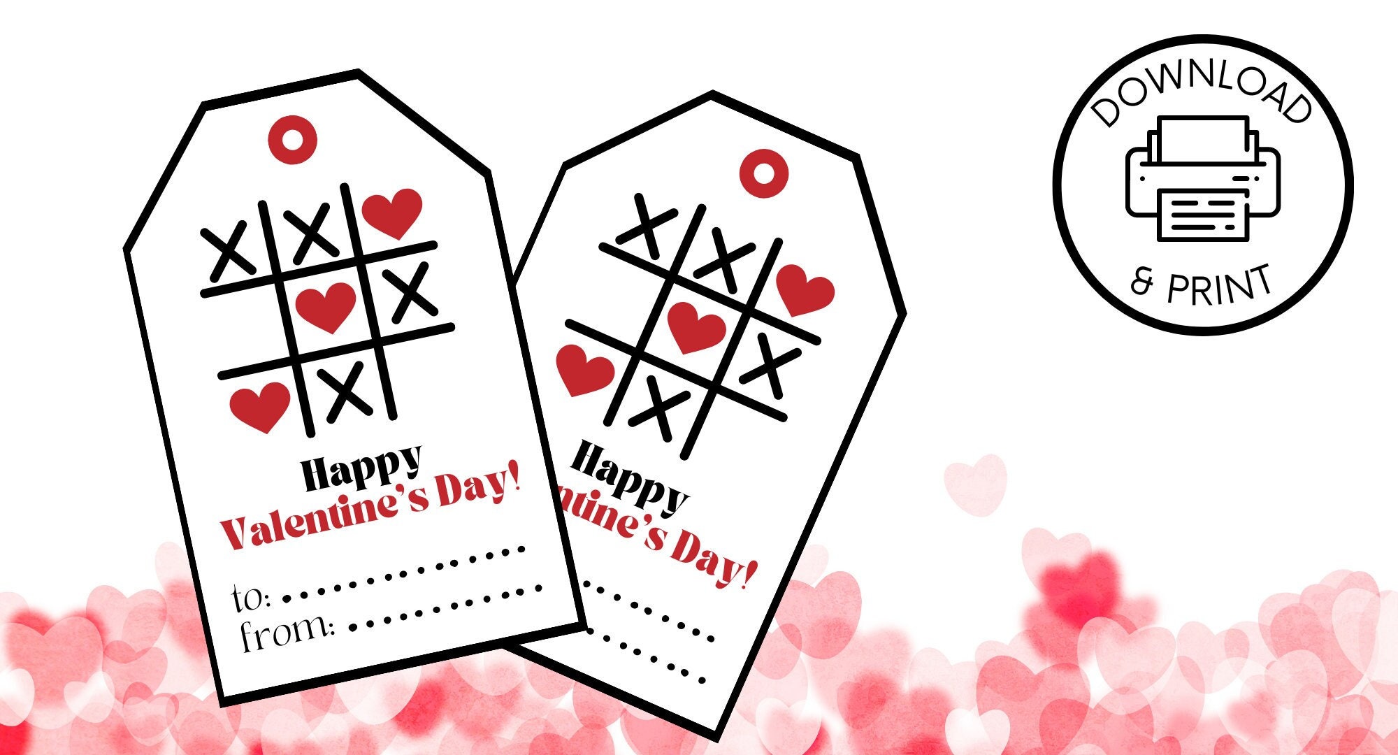 Editable Valentines Day Printable Tag Templates tictactoe Valentines ...