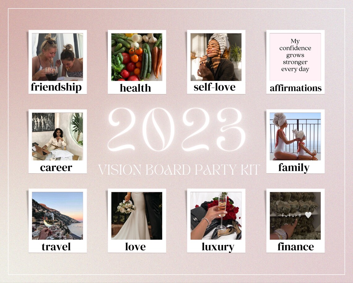 Vision Board Printable Party Kit 2023 With 400 Aesthetic Images Goal ...