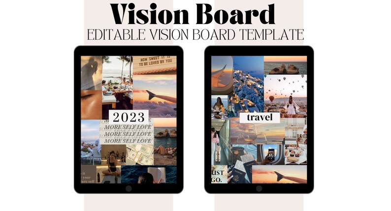Digital Vision Board Template Canva 2023 Vision Board 2023 Goals Board ...