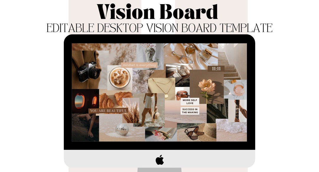 Digital Vision Board Template Canva 2023 Customizable Kit Goals Board ...