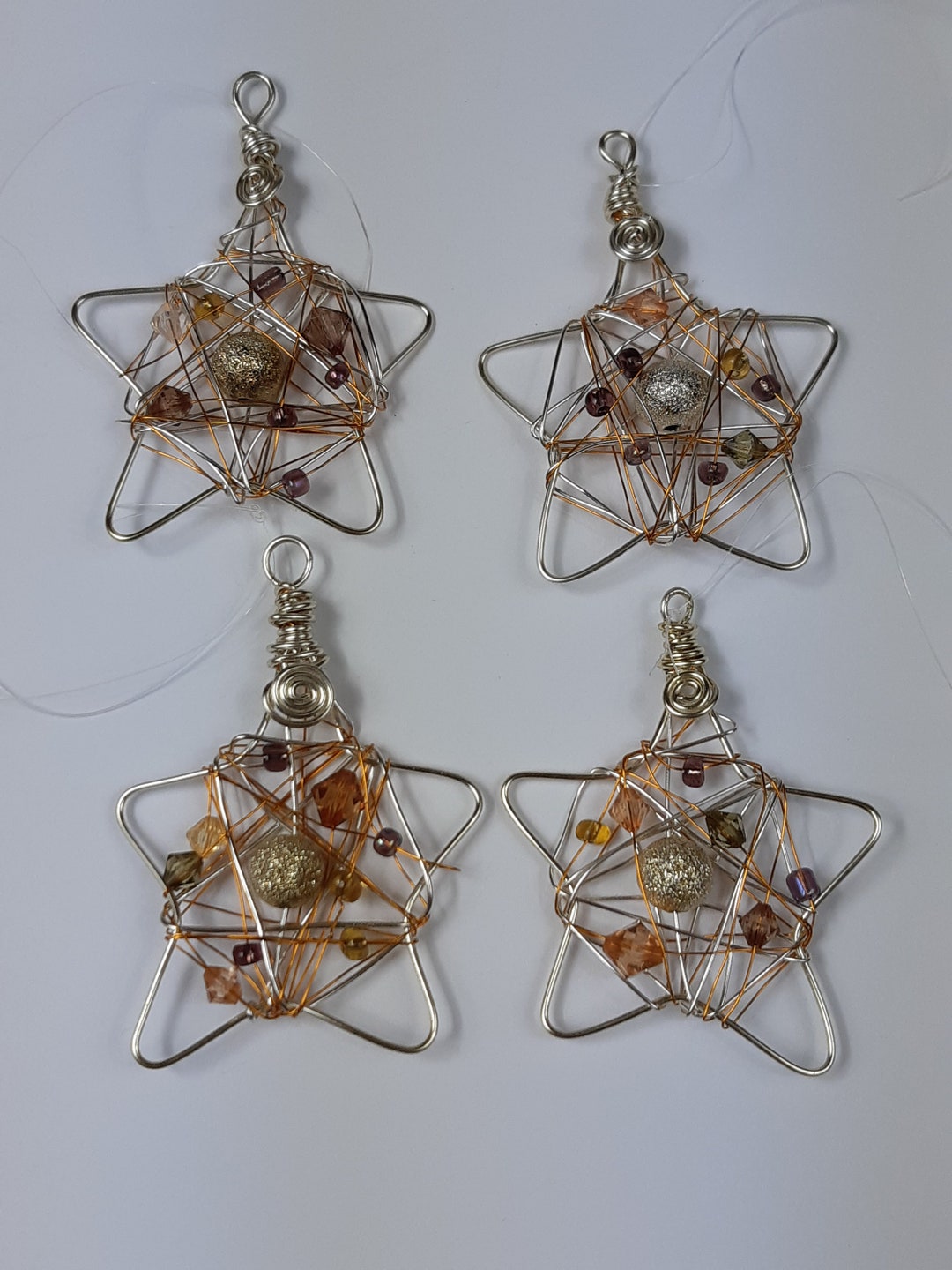 Set of 4 Wire Work Christmas Star Decorations - Etsy Australia
