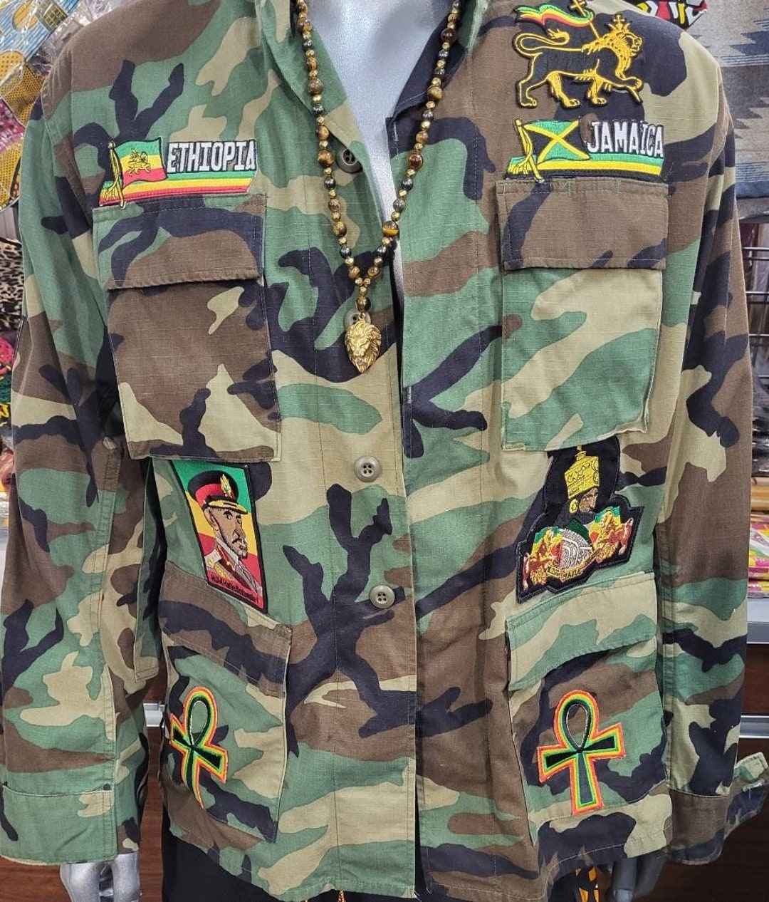 Rasta Military Jacket - Etsy