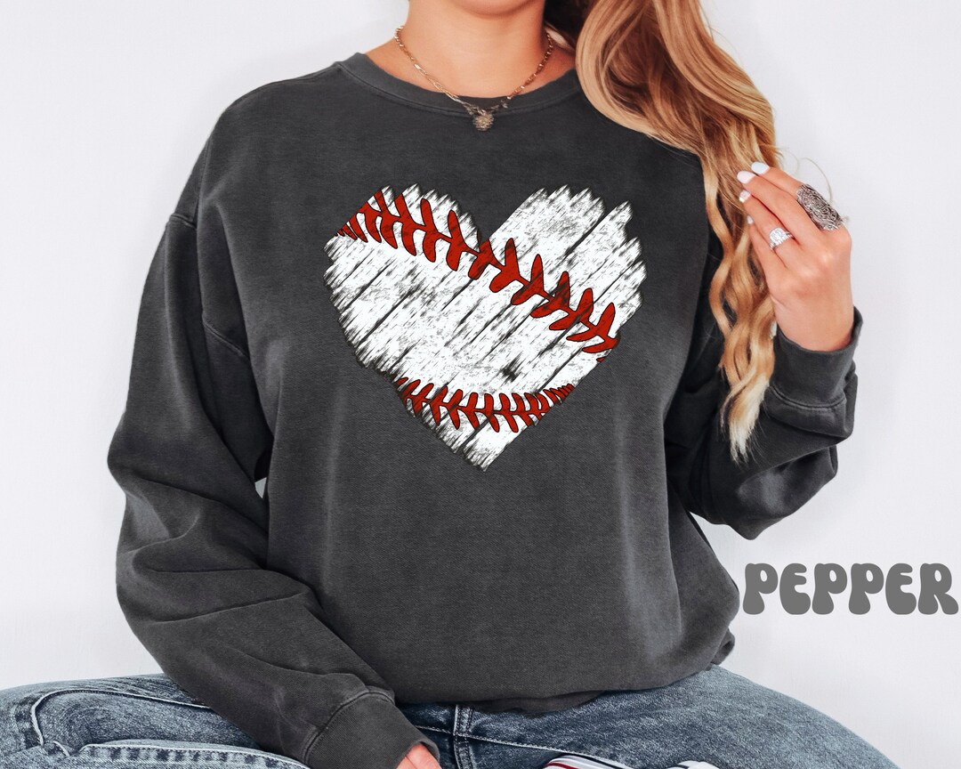 Baseball Distressed Heart Sweatshirt, Baseball Distressed Heart Hoodie ...