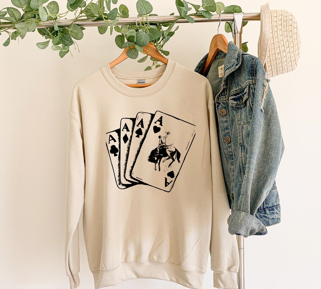 Ace Card Cowboy Sweatshirt, Playing Card Sweat, Poker Card Games ...