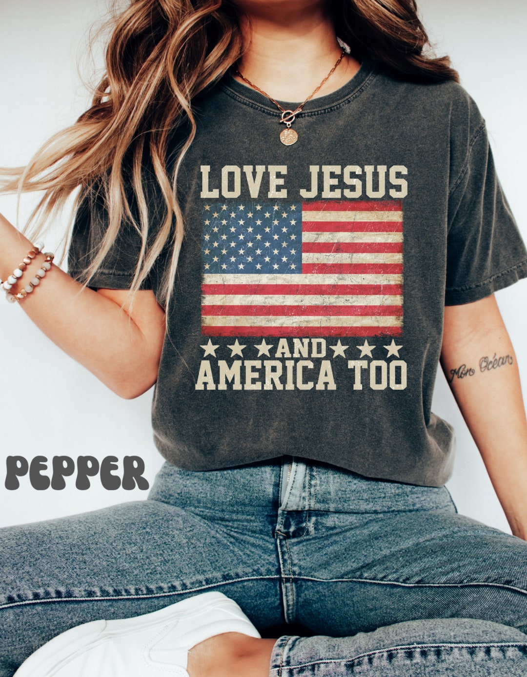 Love Jesus and America Too T-shirt: Spiritual Women's Tee, 250th ...