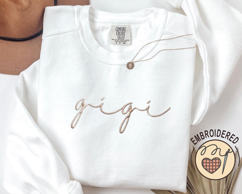 Embroidered Gigi Comfort Colors, Grandma Sweatshirt Embroidered, Custom ...