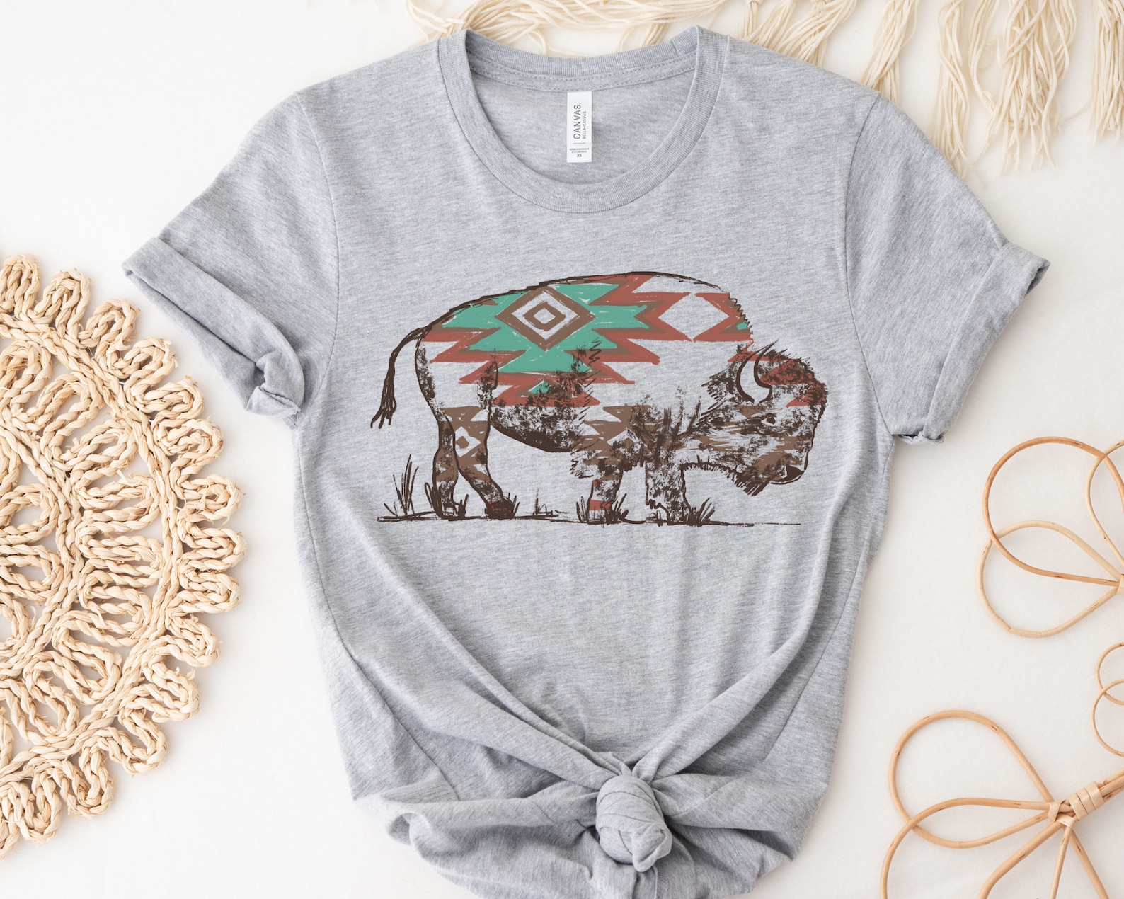 Buffalo Aztek Shirt, Buffalo SW Short Sleeve Bella Canvas Tee, Buffalo ...