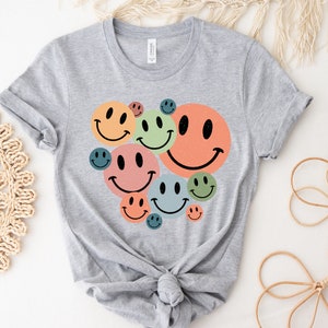 Smiley Faces Shirt Gift for Positivity, Happy Face Aesthetic Gift, Good ...