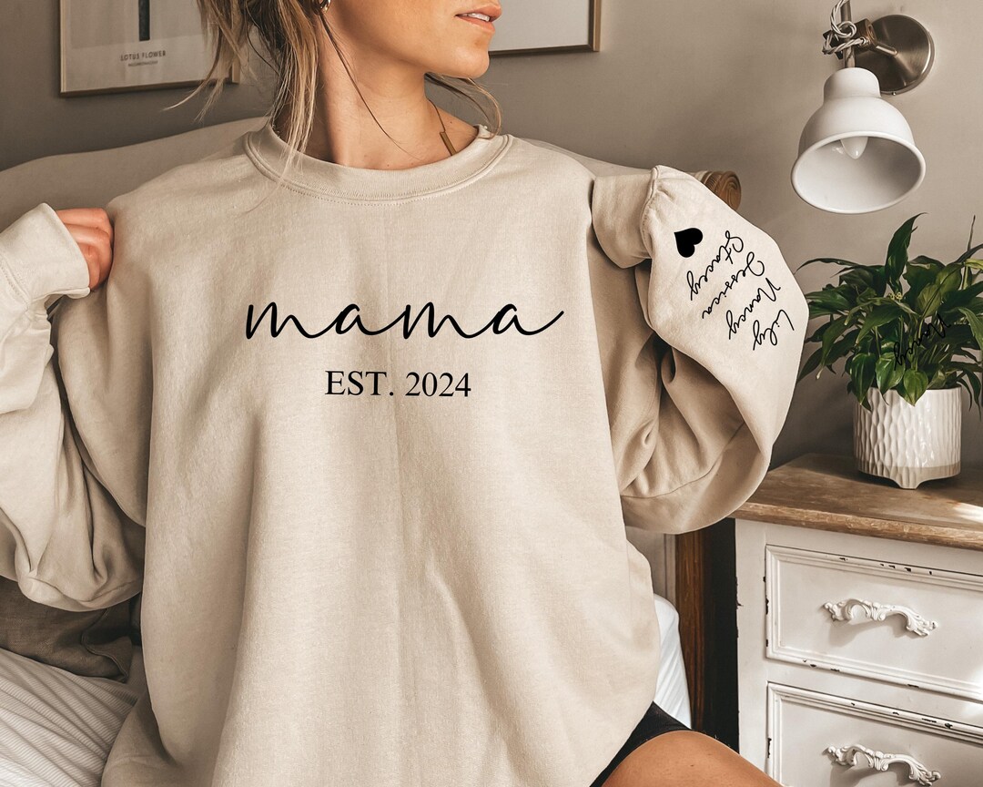 Mama Est Sweatshirt, Custom Mama Est 2024 Sweatshirt, Custom Mom ...