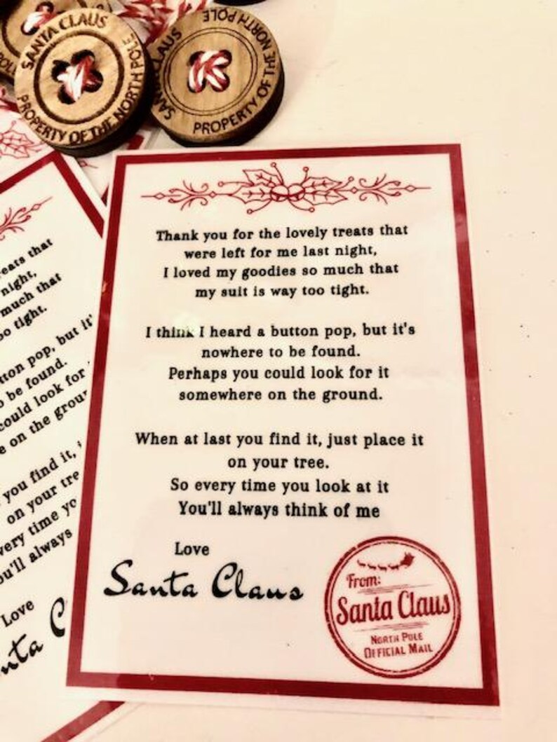 Stocking Stuffer Santa's Lost Button Keepsake, Scavenger Hunt - Etsy