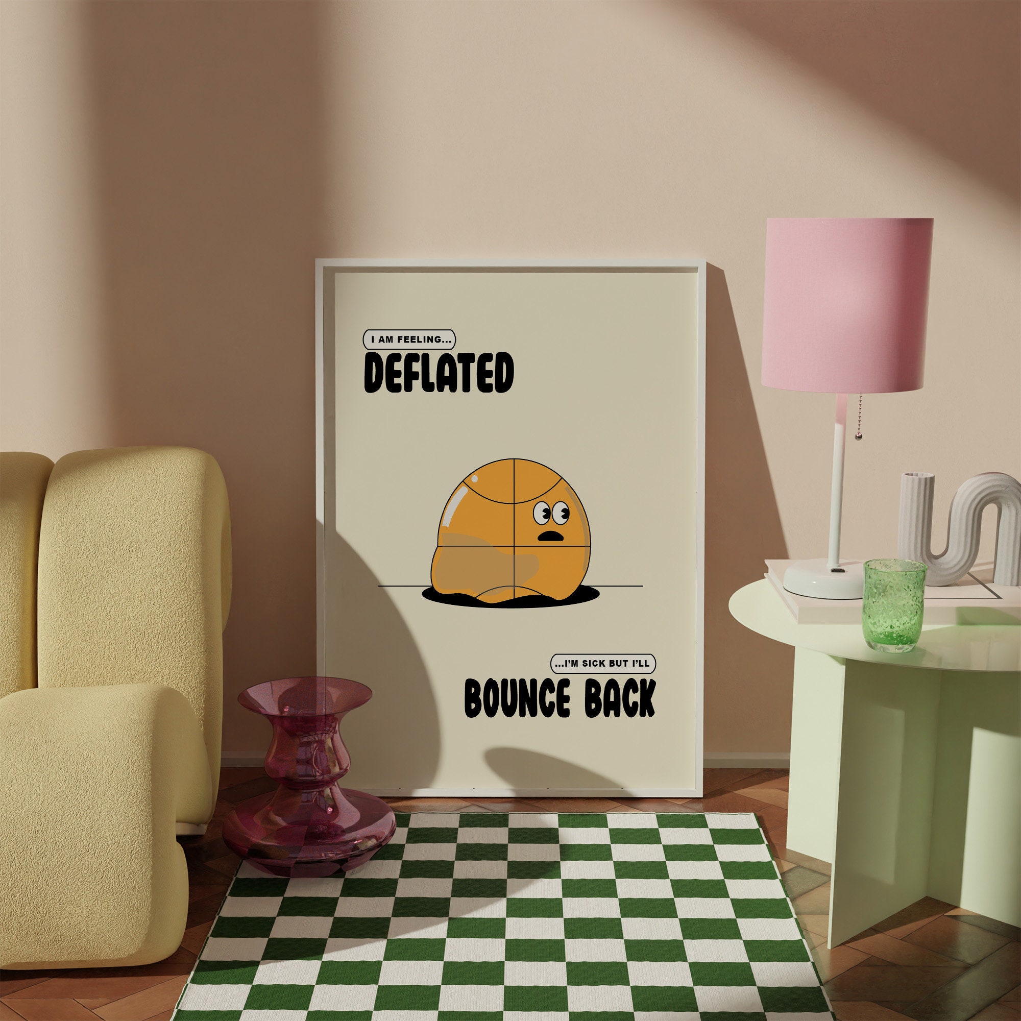 Feeling Deflated Retro Character Wall Art, Retro Quote Wall Print ...