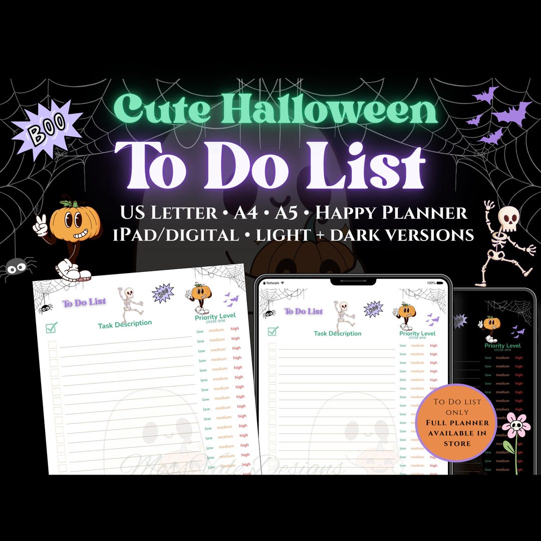 Cute Halloween To-do List PDF – Printable + iPad Template | Priority ...