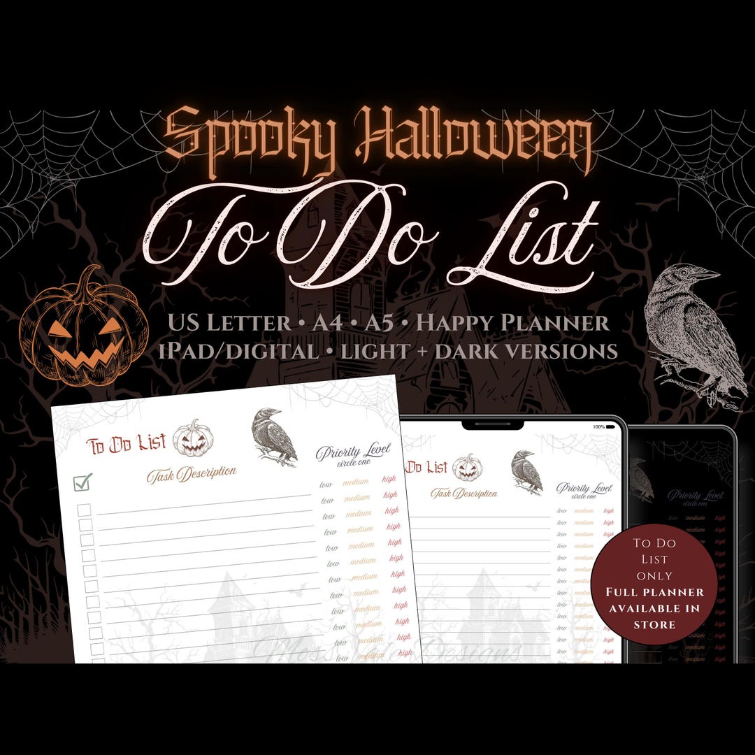 Spooky Halloween To-do List PDF – Printable + iPad Template | Priority ...