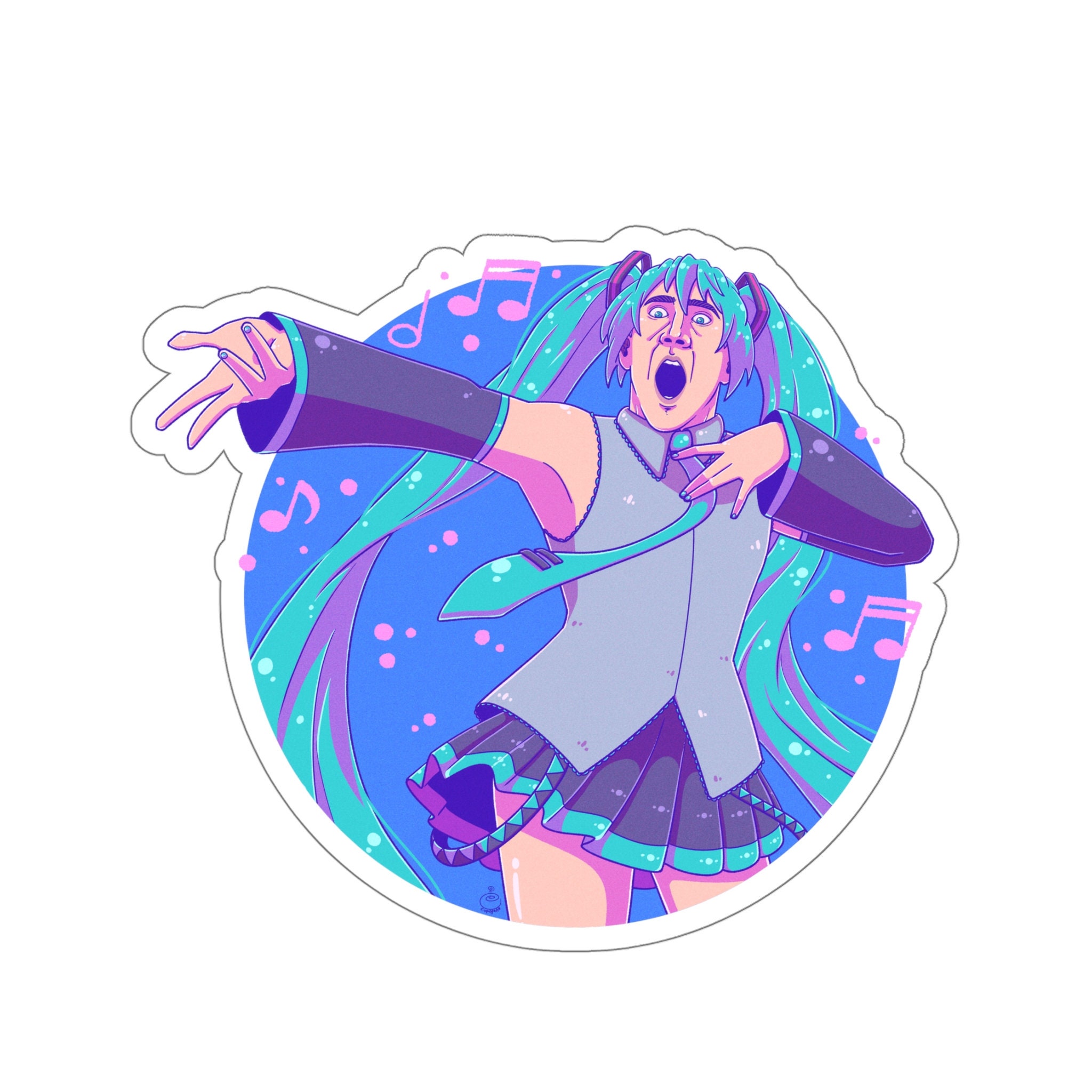 Mikulas Cage Funny Anime Meme Sticker Nicolas Cage Sticker - Etsy