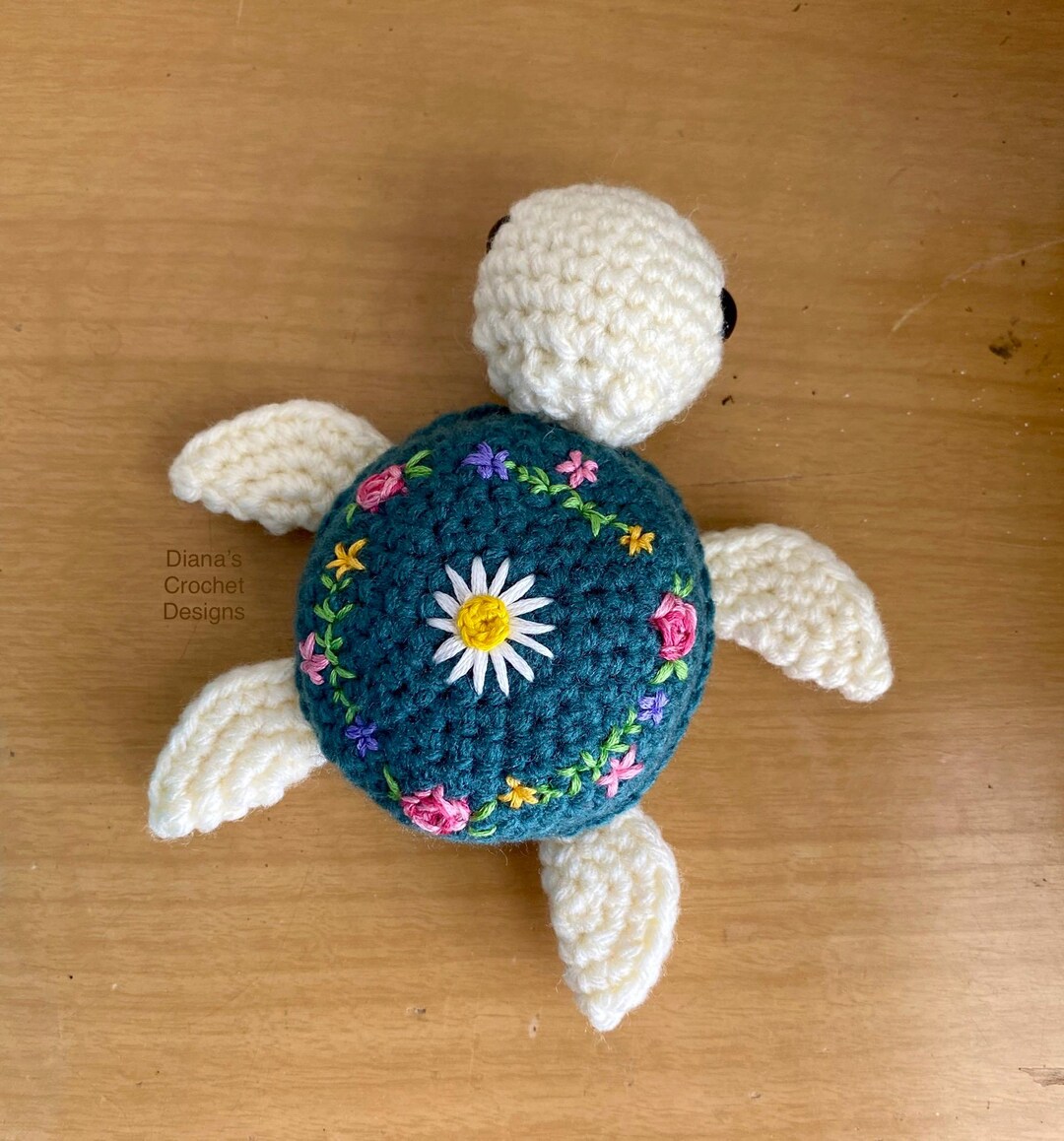 Embroidered Crochet Turtle Amigurumi Plush - Etsy