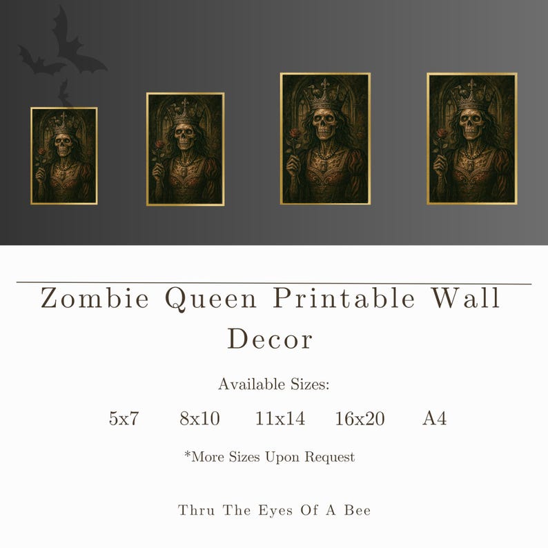 Zombie Queen Printable Wall Decor, Dark Academia Style Digital Poster ...