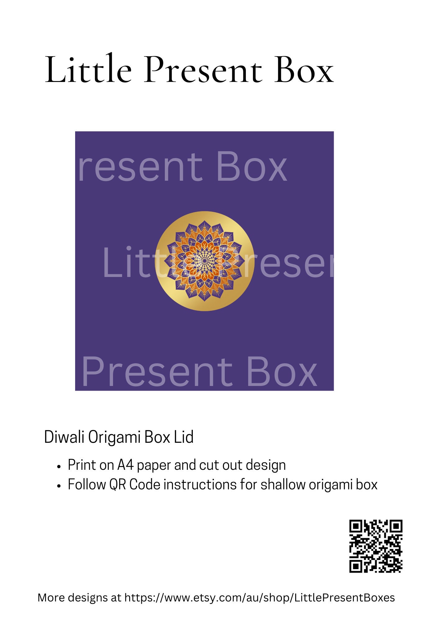 Diwali Origami Box Template printable - Etsy