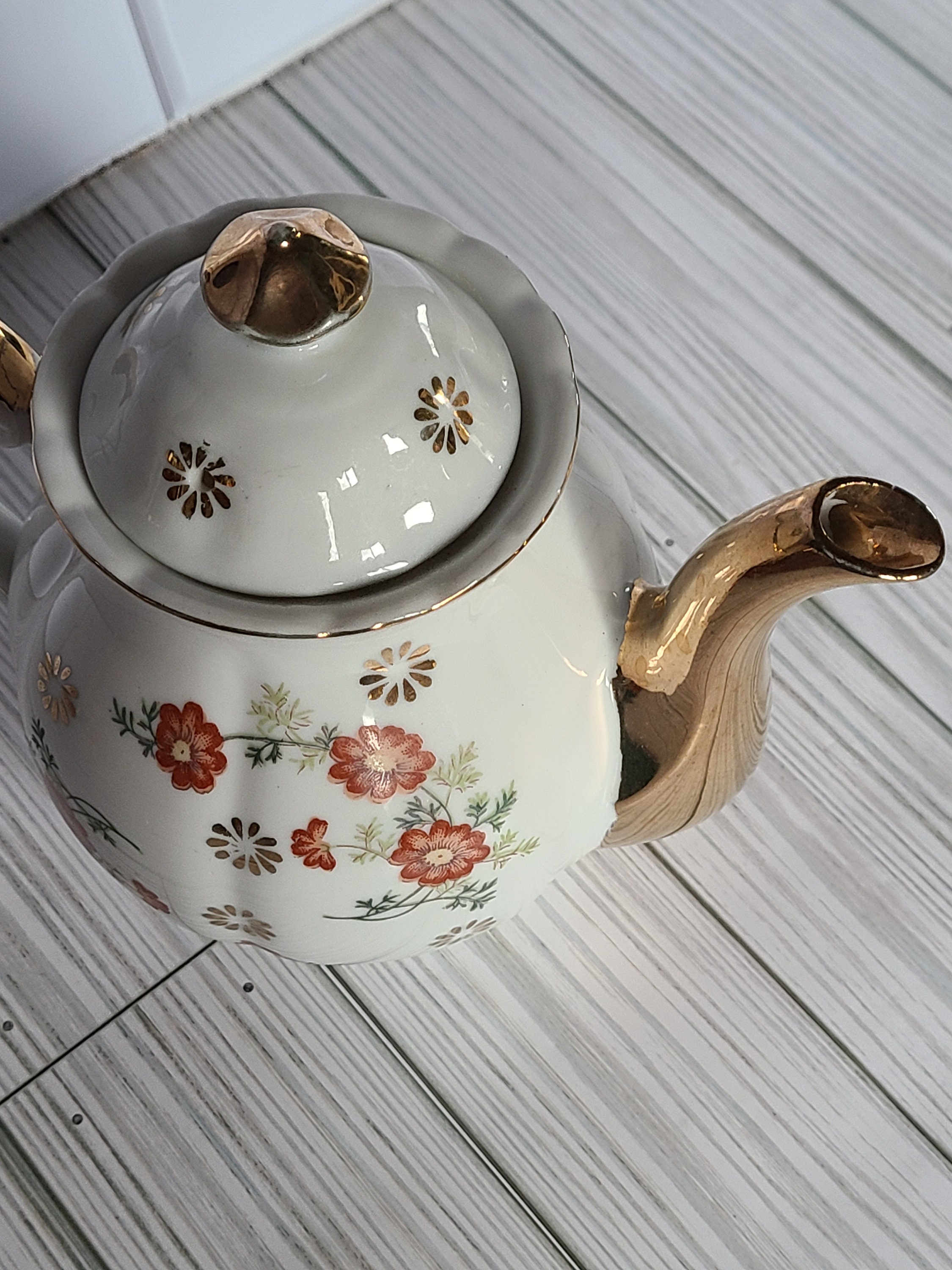 Trimont Ware Japan Teapot, Vintage Original Floral Gold Porcelain ...