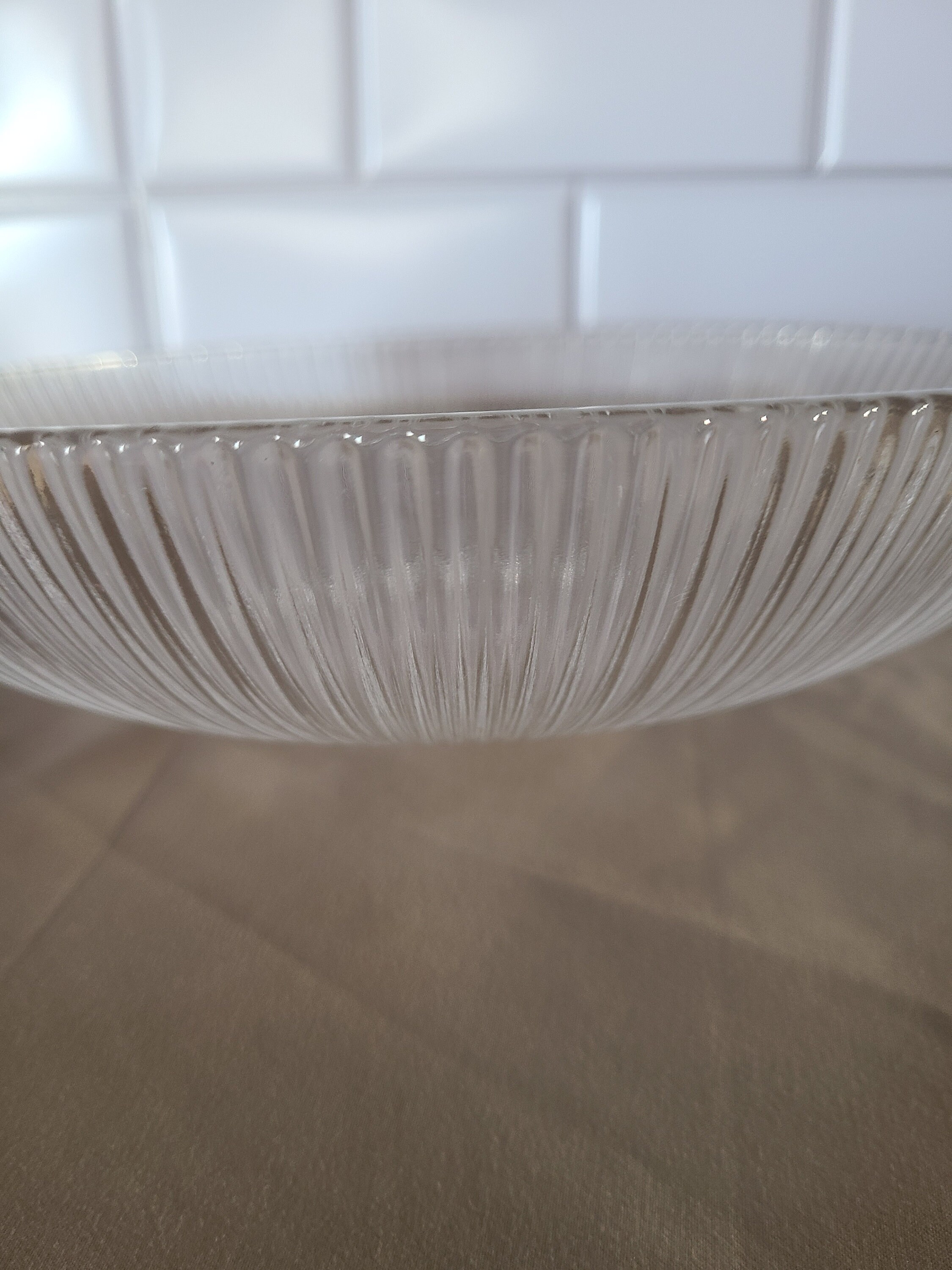 Federal Glass Ribbed Leaf Bowl, Vintage Original Ribbed Leaf Serving ...