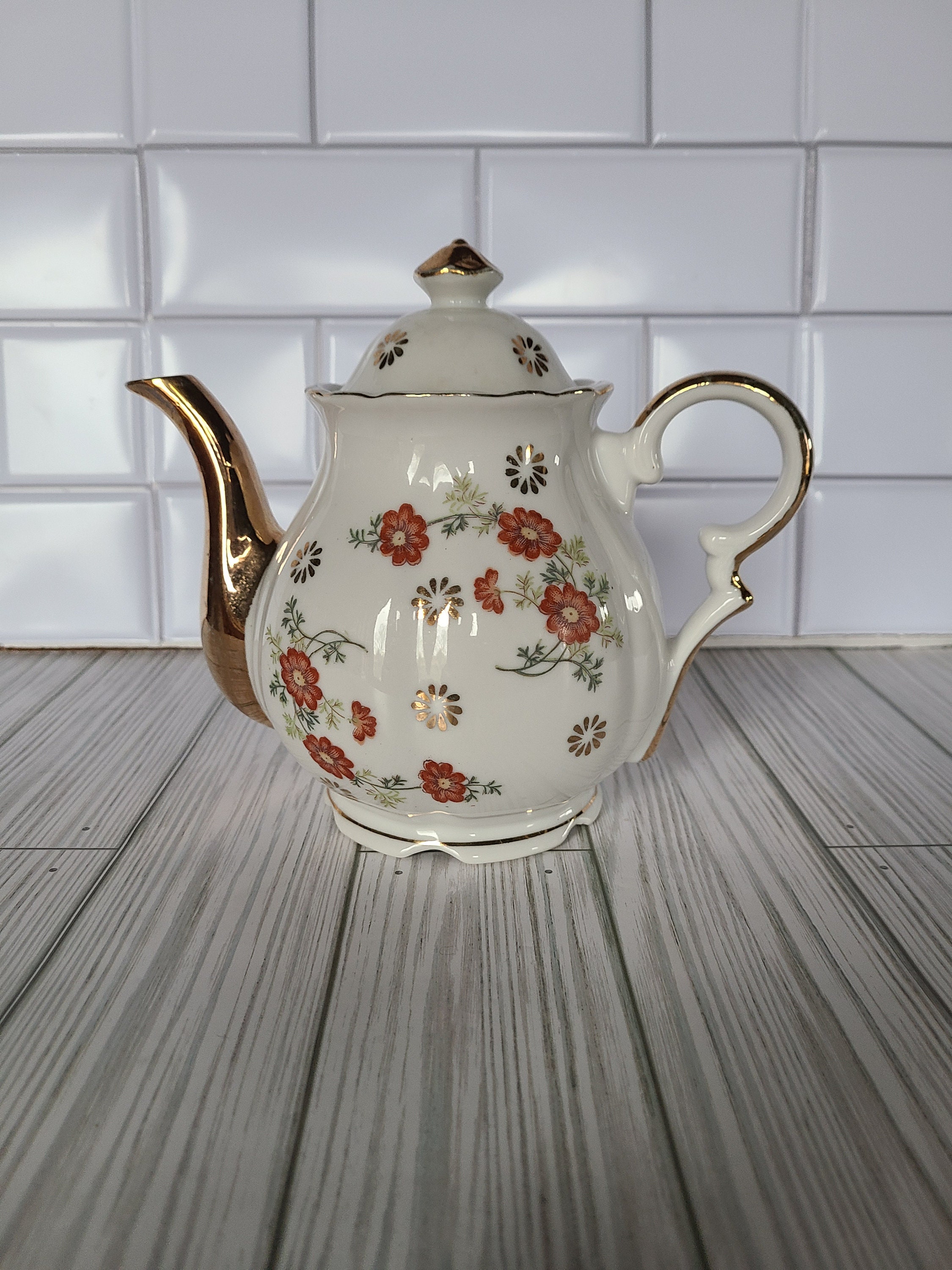 Trimont Ware Japan Teapot, Vintage Original Floral Gold Porcelain ...