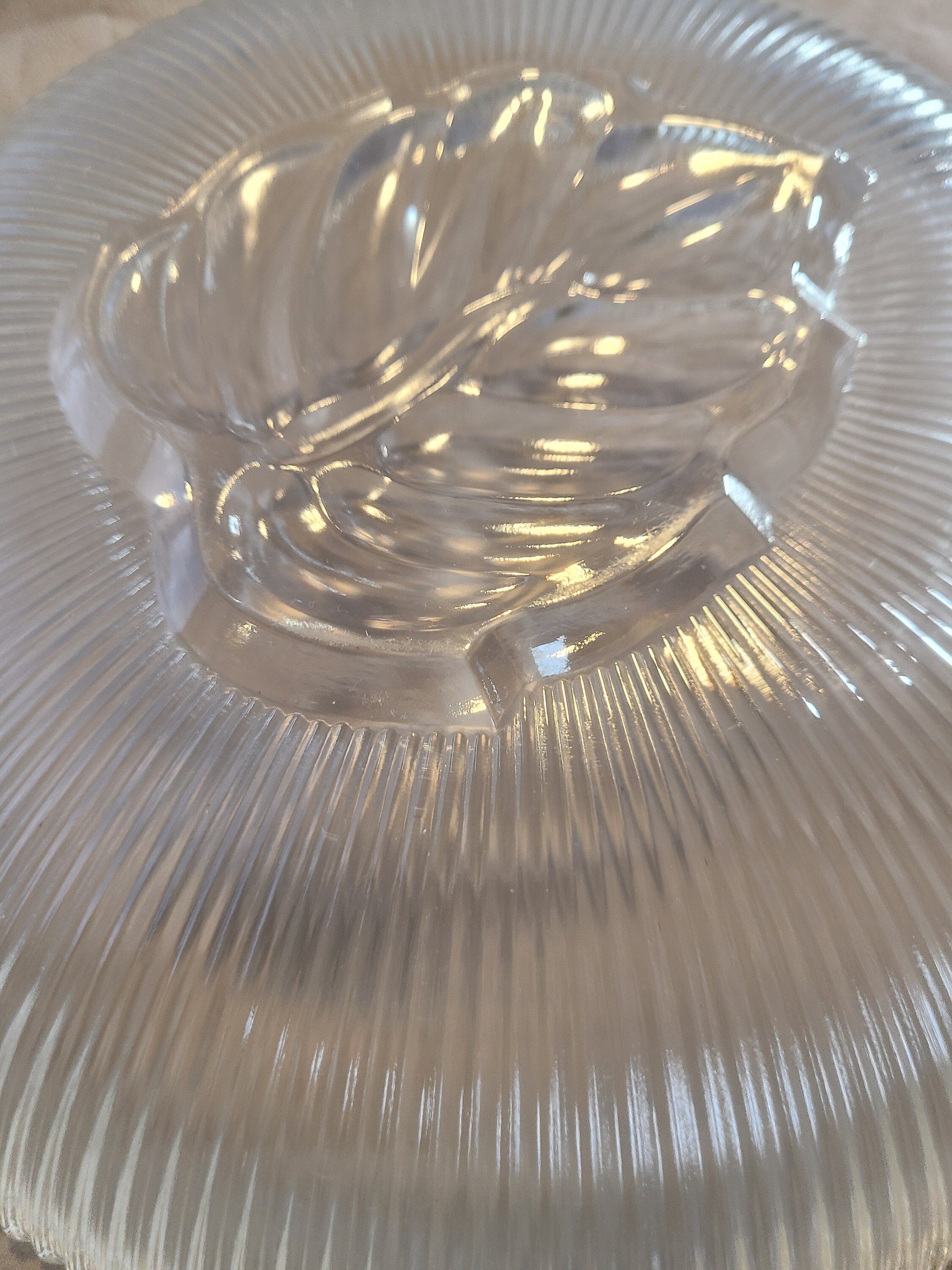 Federal Glass Ribbed Leaf Bowl, Vintage Original Ribbed Leaf Serving ...